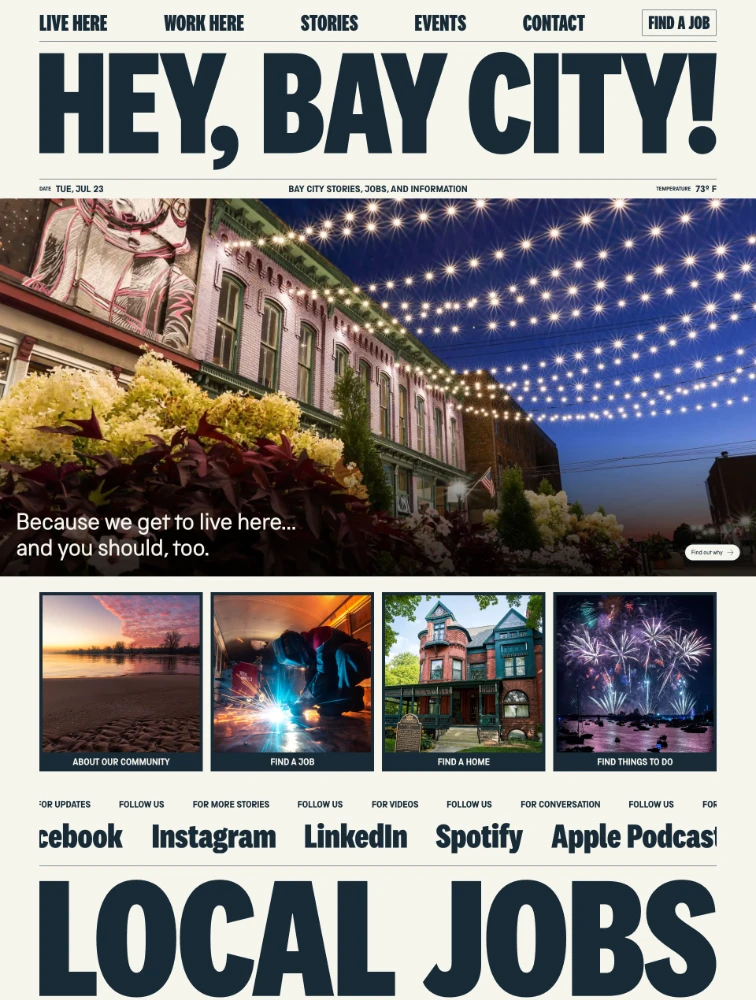 Hey, Bay City! website design - Lapa Ninja