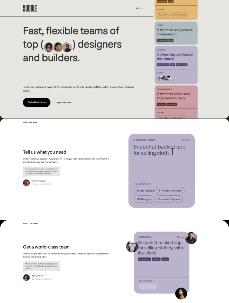 Huddle website design - Lapa Ninja