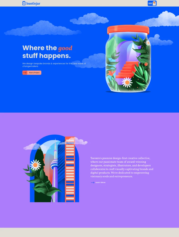 HustleJar website design - Lapa Ninja
