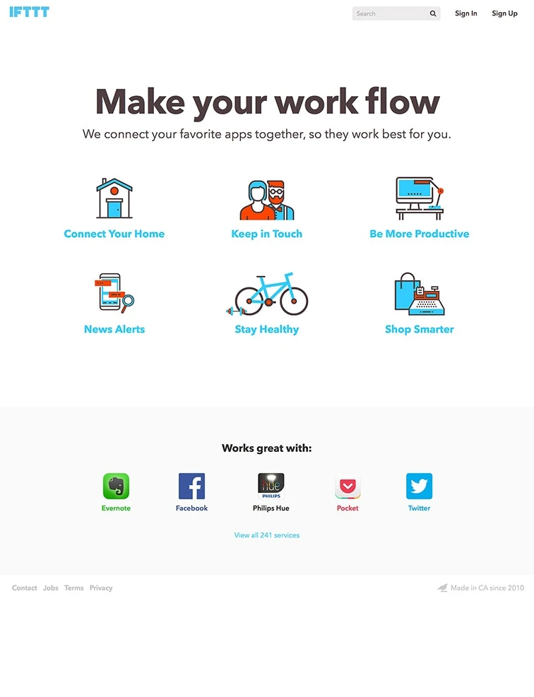 IFTTT website design - Lapa Ninja