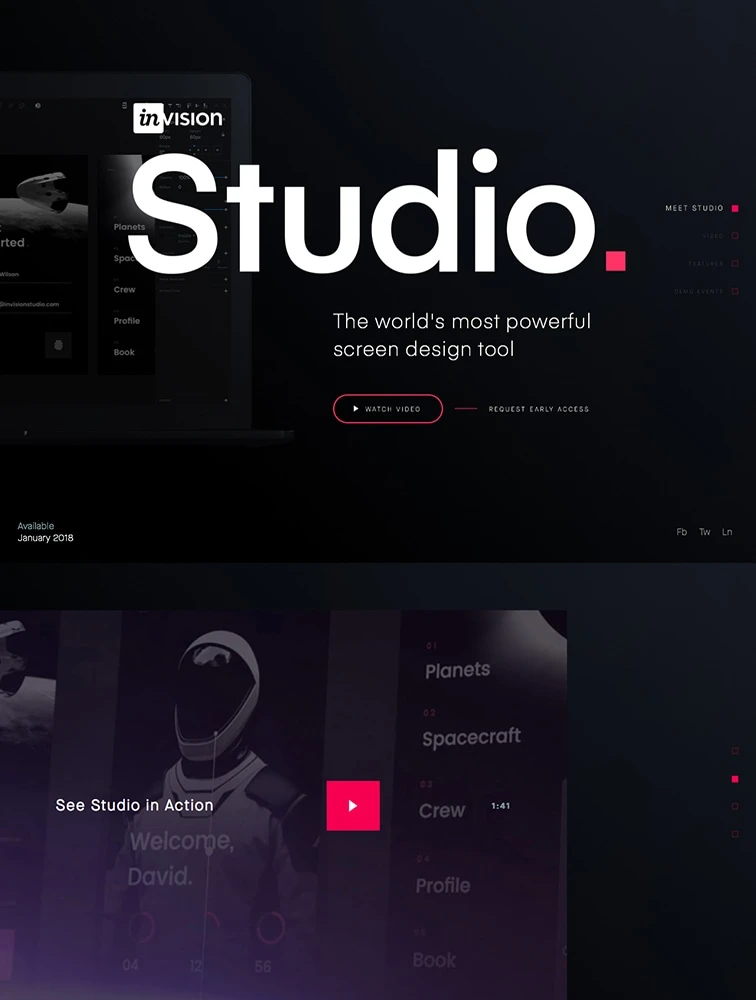 InVision Studio website design - Lapa Ninja
