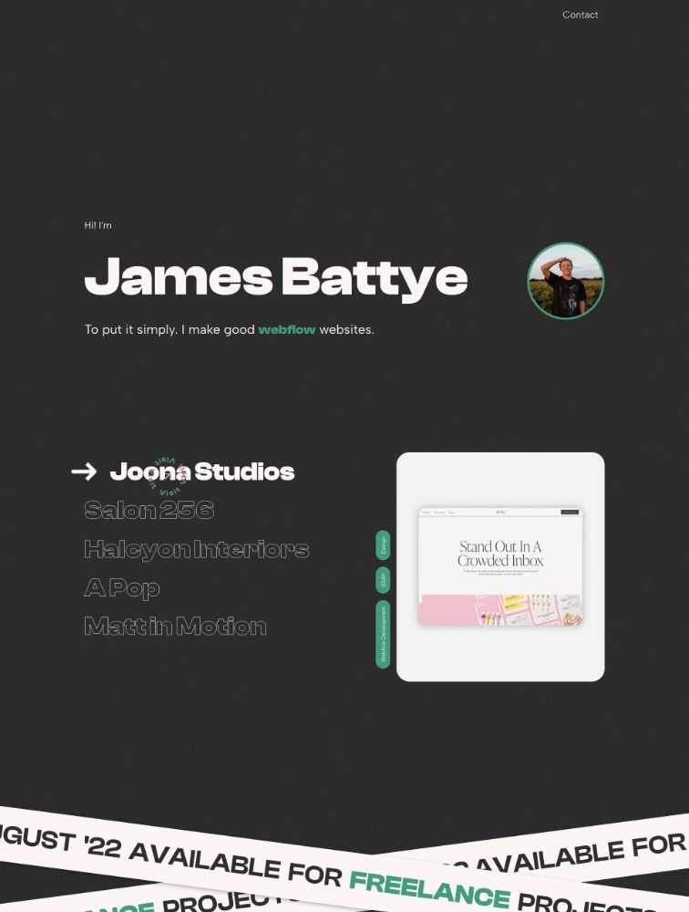 James Battye website design - Lapa Ninja