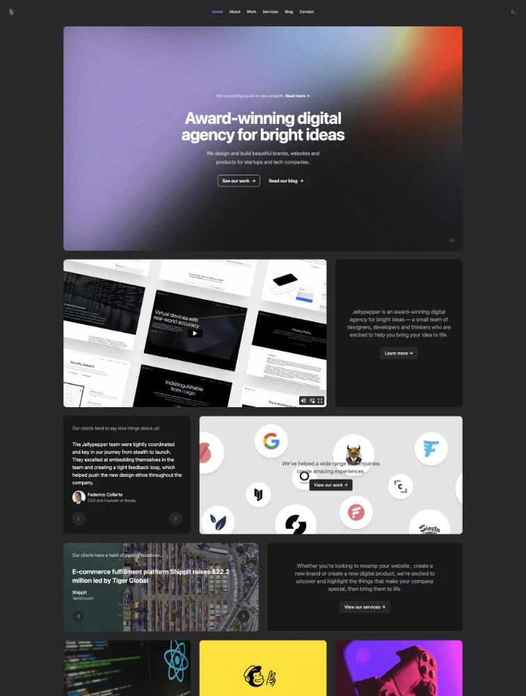 Jellypepper website design - Lapa Ninja