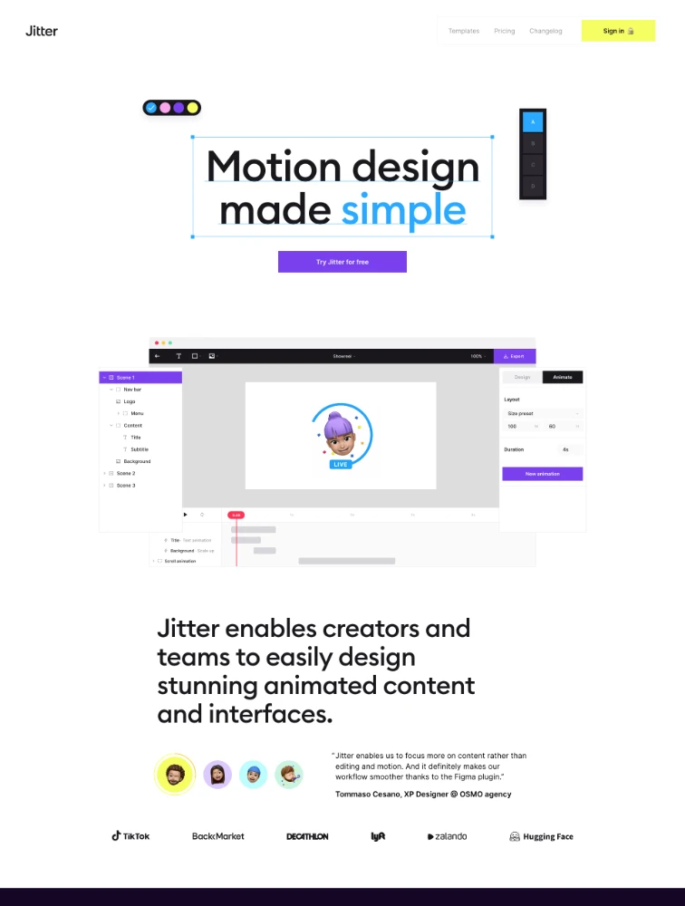 Jitter website design - Lapa Ninja