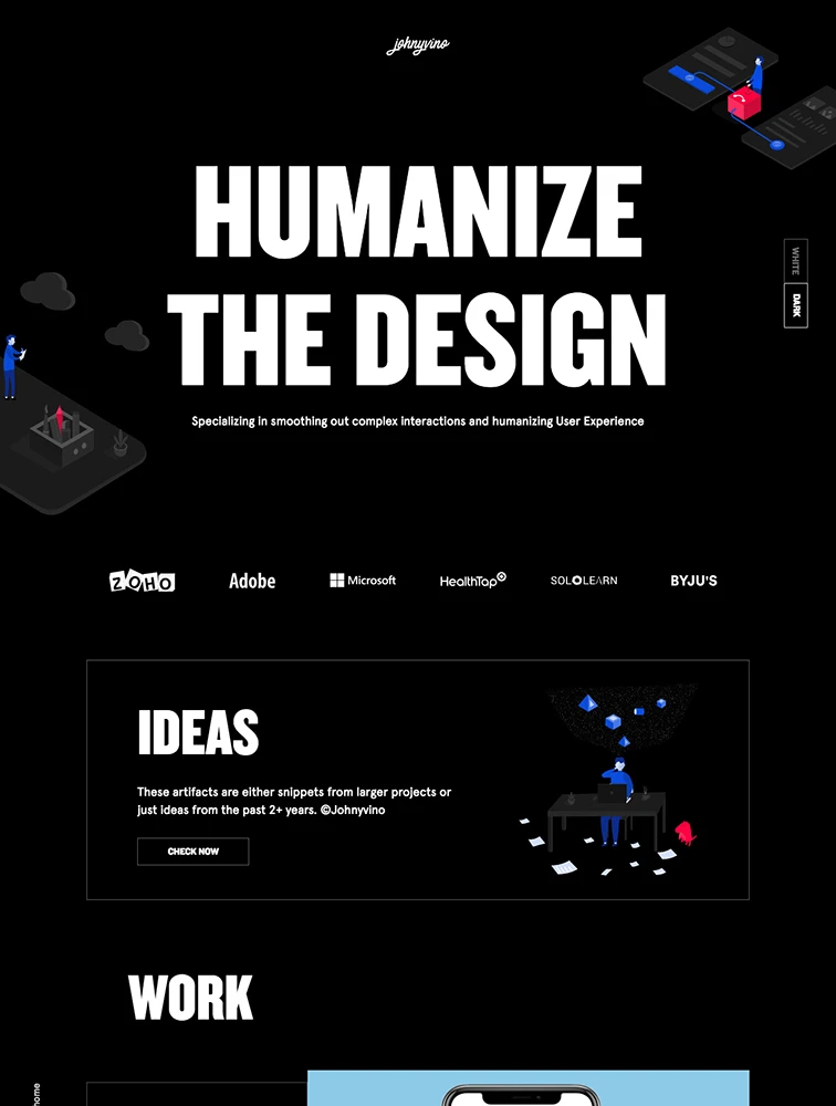 Johnyvino website design - Lapa Ninja