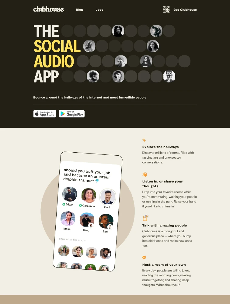 Clubhouse website design - Lapa Ninja