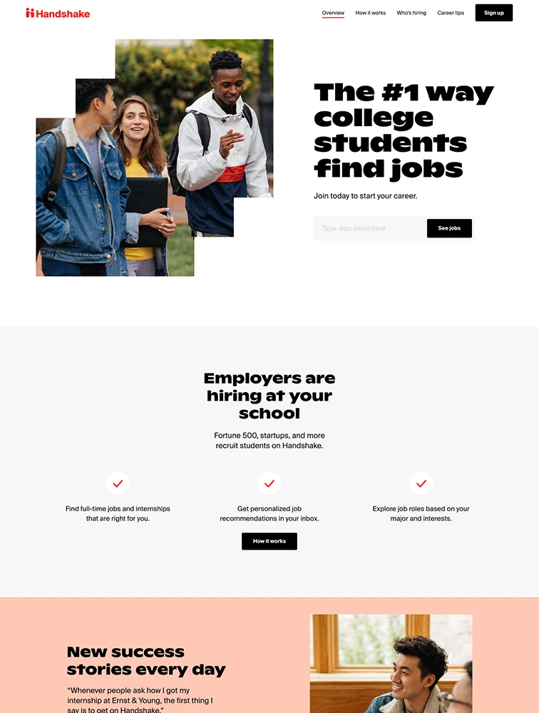 Handshake website design - Lapa Ninja