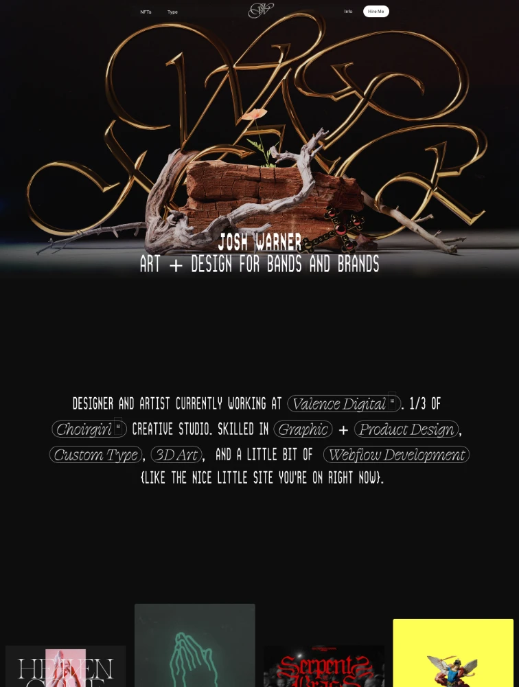Josh Warner website design - Lapa Ninja