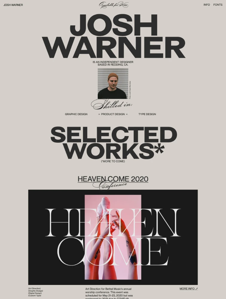 Josh Warner website design - Lapa Ninja