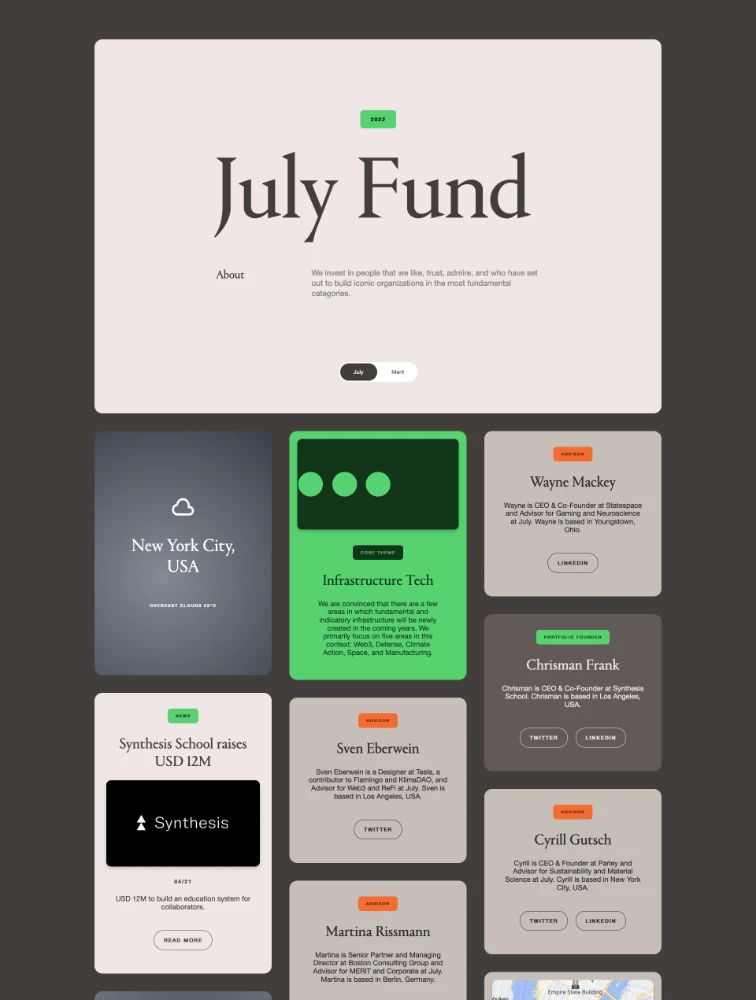 July Fund website design - Lapa Ninja