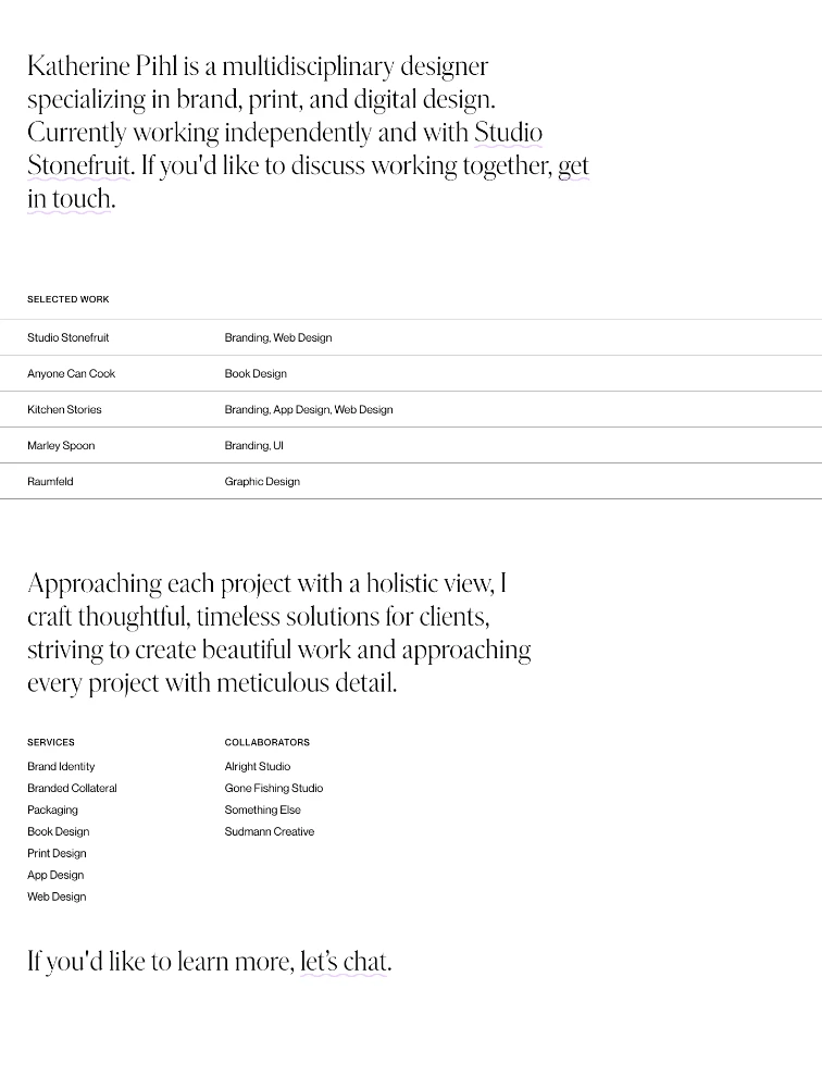 Katherine Pihl website design - Lapa Ninja