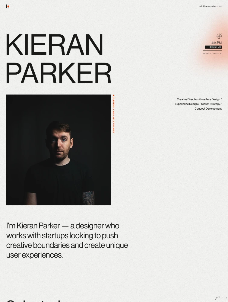 Kieran Parker website design - Lapa Ninja