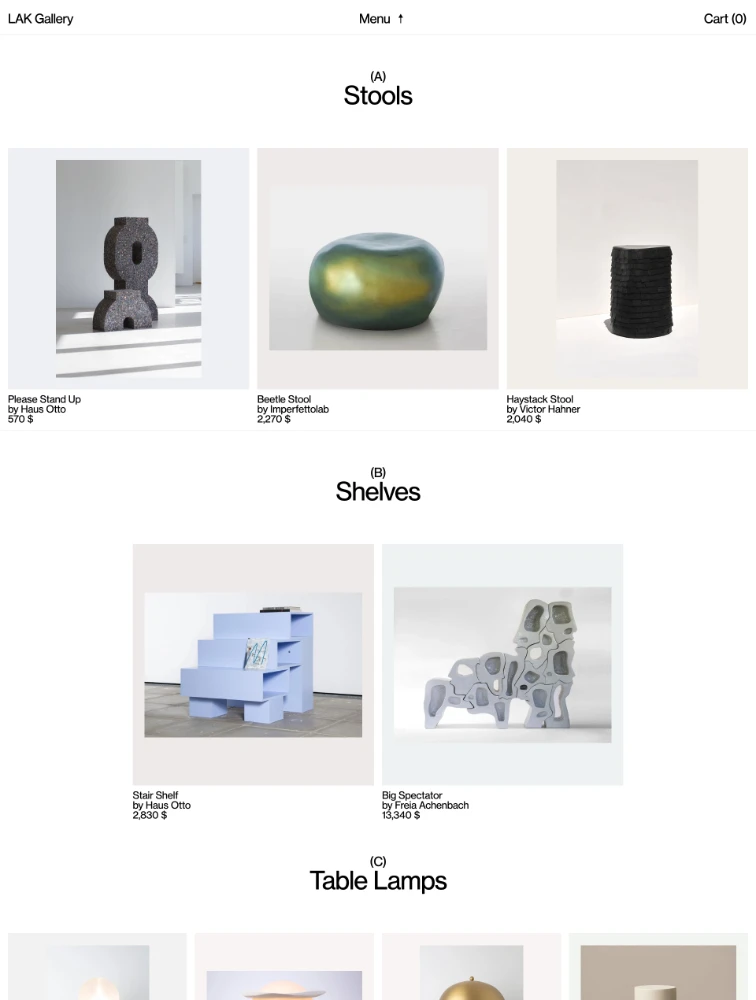 LAK Gallery website design - Lapa Ninja