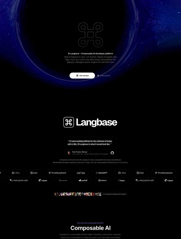 ⌘ Langbase website design - Lapa Ninja