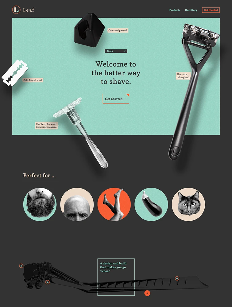 Leaf Shave website design - Lapa Ninja