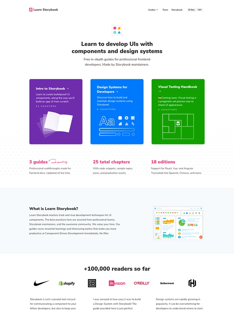 Learn Storybook website design - Lapa Ninja