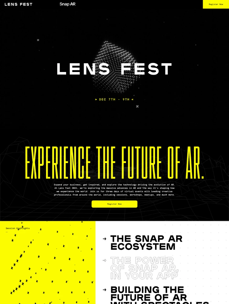 Lens Fest website design - Lapa Ninja