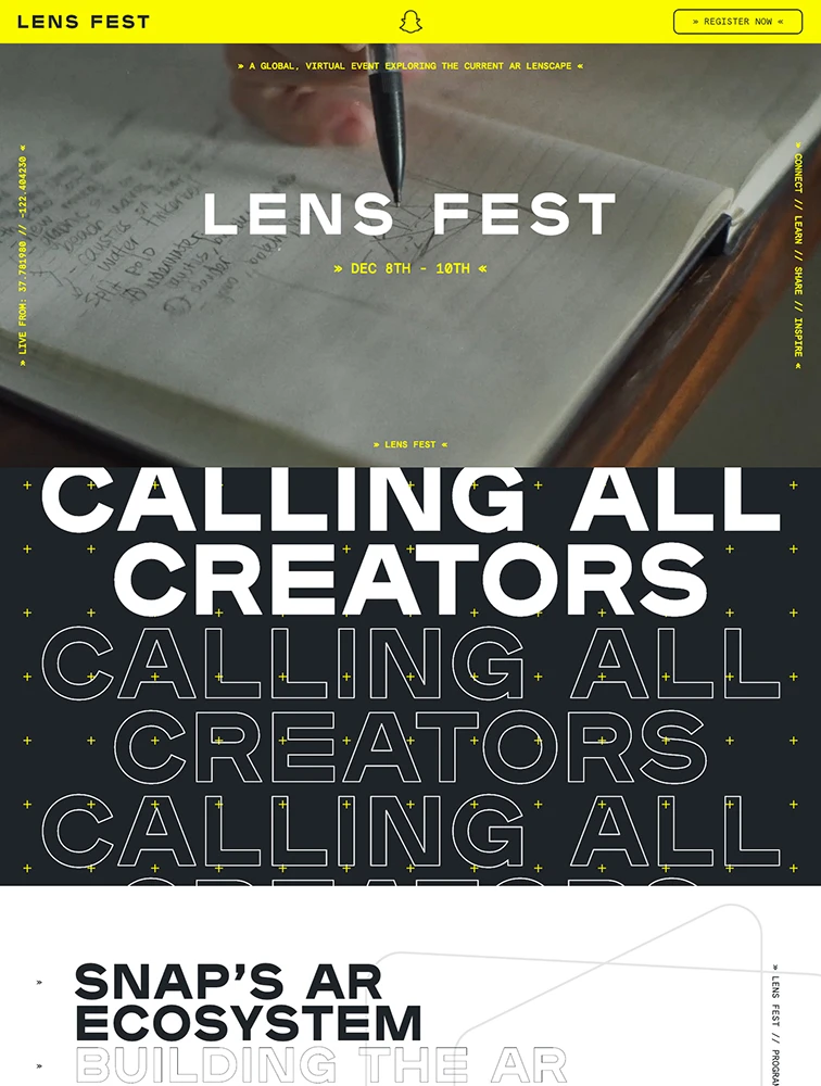 Lens Fest website design - Lapa Ninja