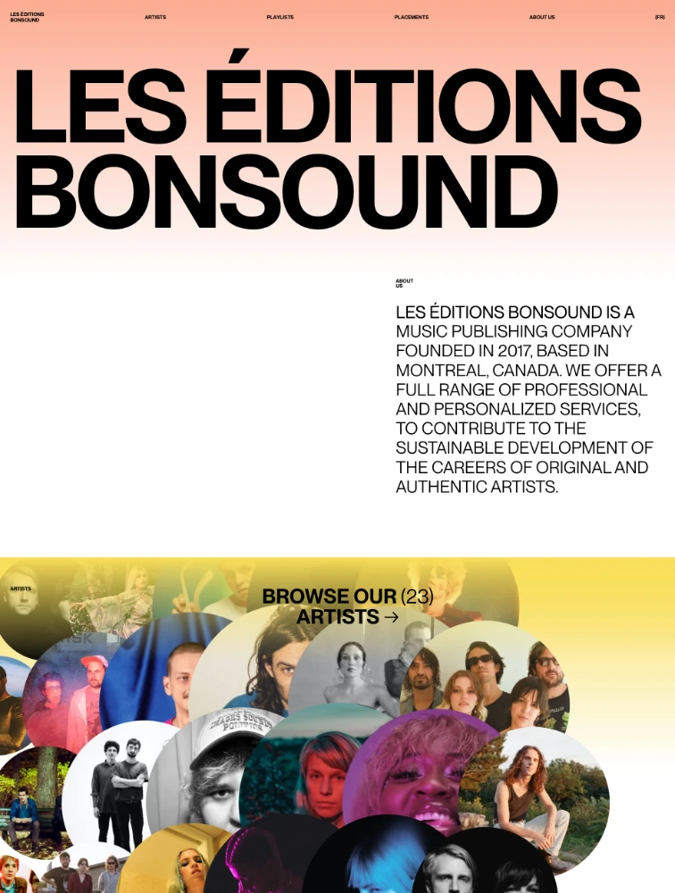 Les éditions Bonsound website design - Lapa Ninja