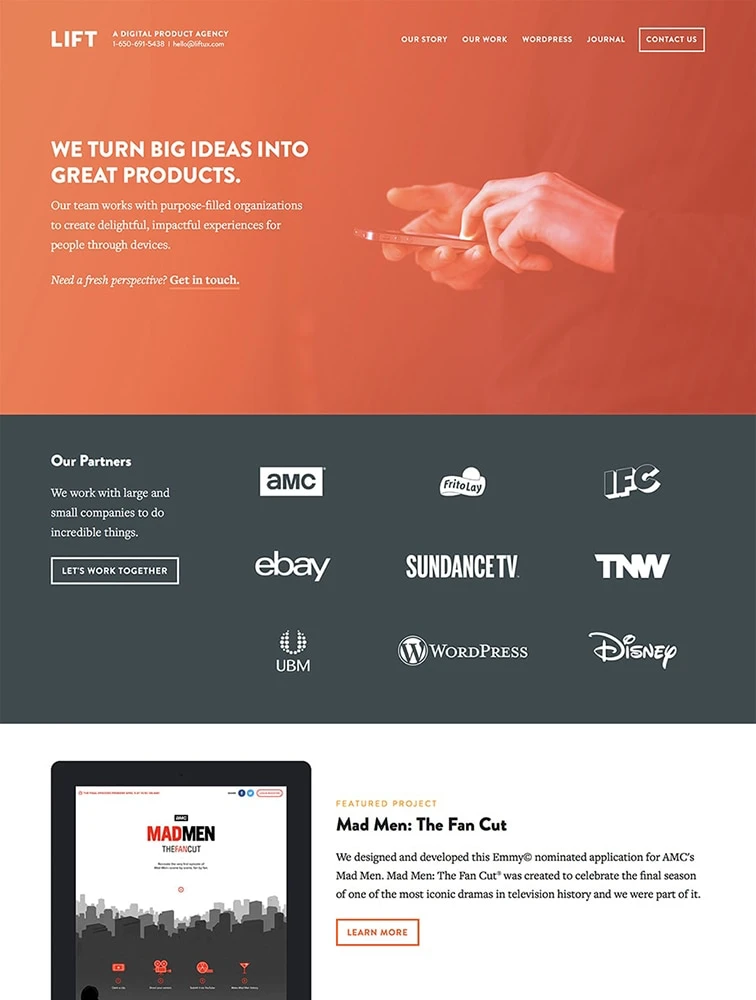 Lift website design - Lapa Ninja