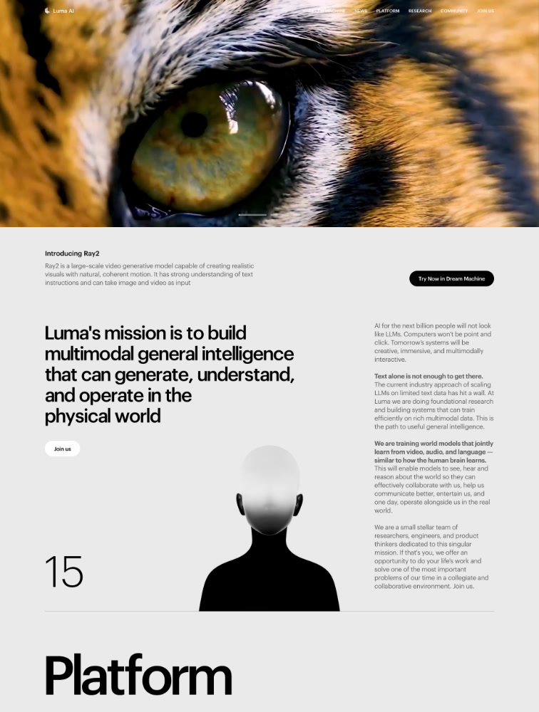 Luma AI website design - Lapa Ninja
