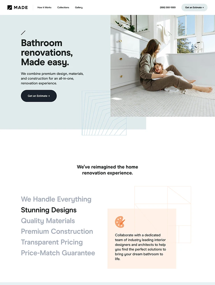 Made Renovation website design - Lapa Ninja