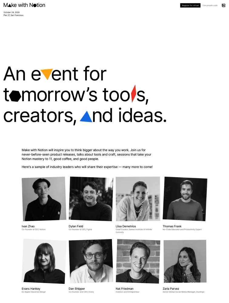 Make with Notion website design - Lapa Ninja