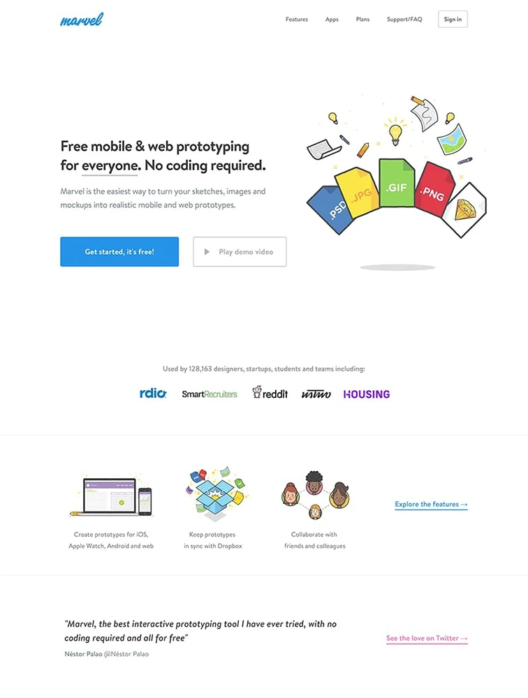 Marvel Prototyping website design - Lapa Ninja