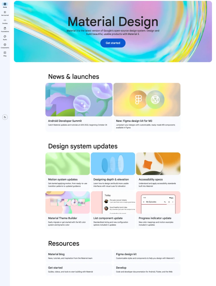 Material Design website design - Lapa Ninja