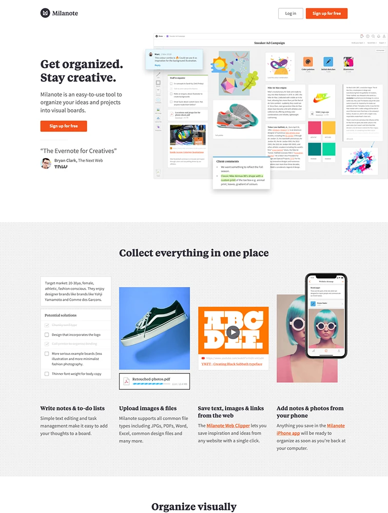 Milanote website design - Lapa Ninja