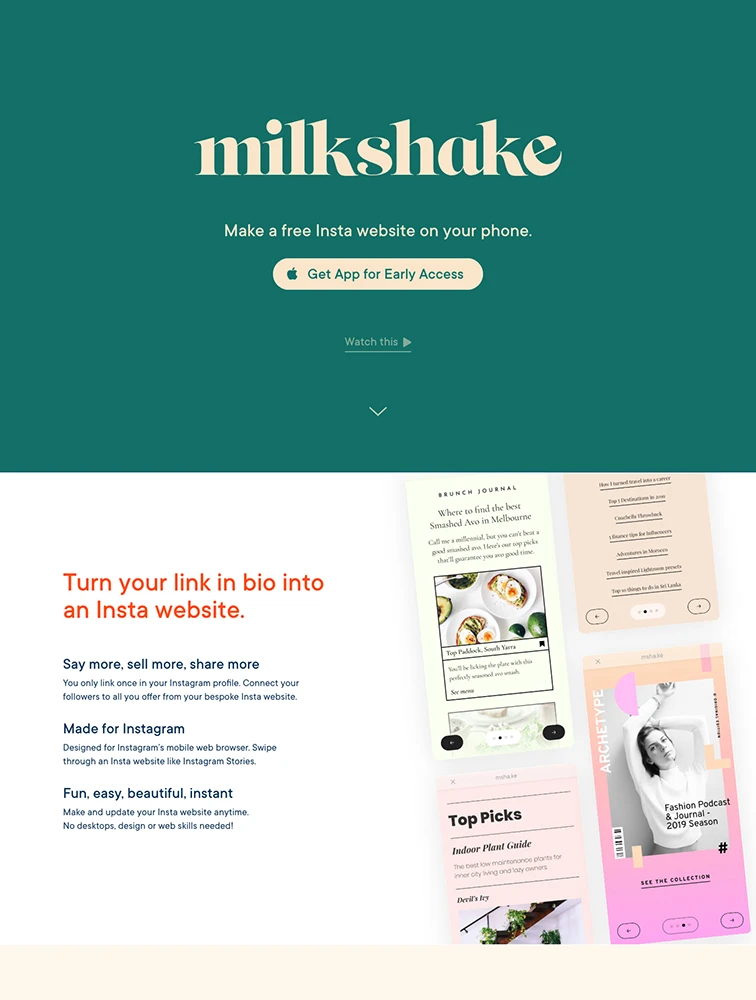 Milkshake website design - Lapa Ninja