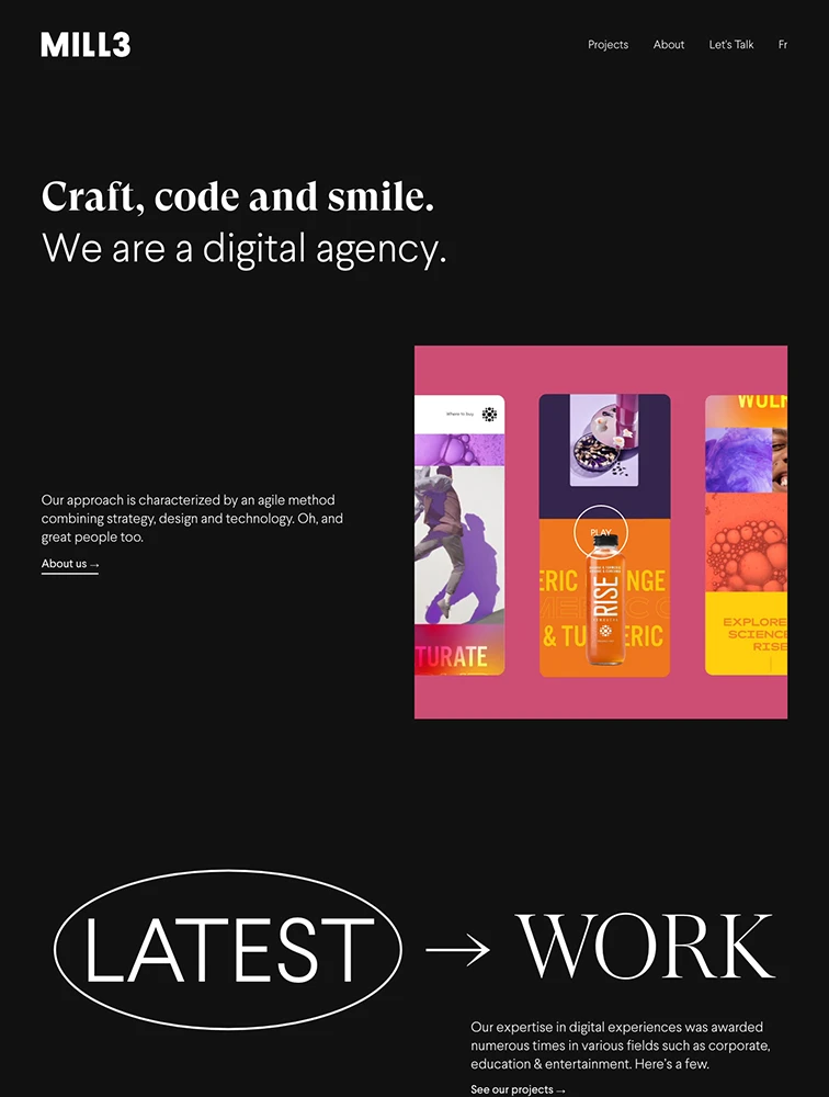 Mill3 website design - Lapa Ninja