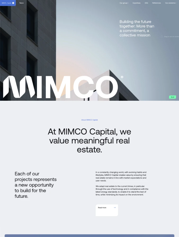 MIMCO Capital website design - Lapa Ninja