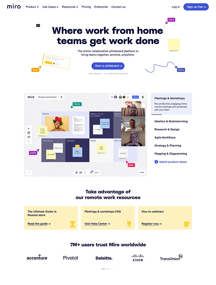 Miro website design - Lapa Ninja