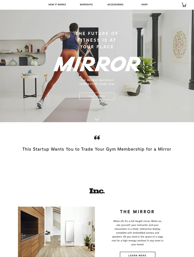 MIRROR website design - Lapa Ninja