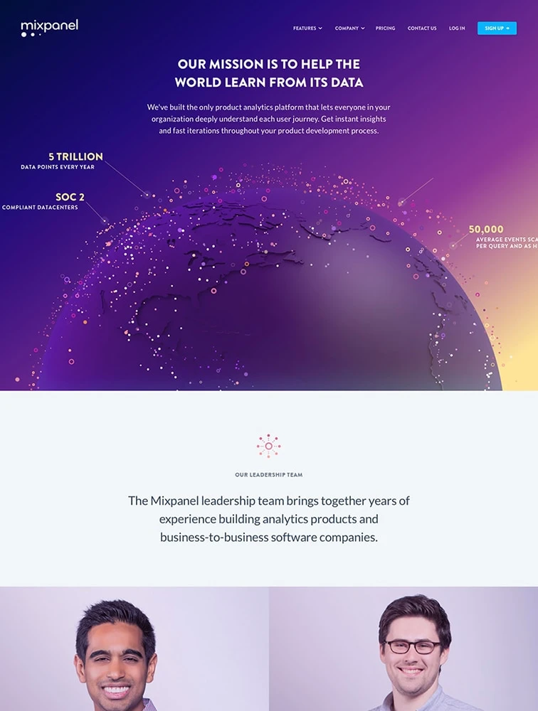 About Mixpanel website design - Lapa Ninja