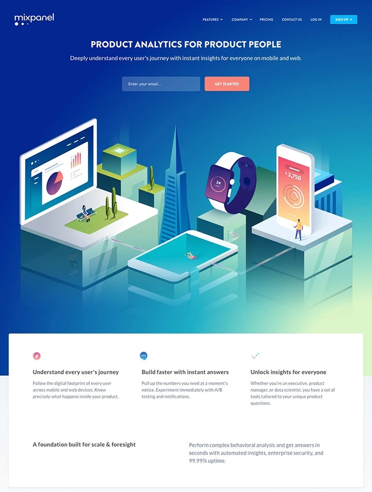Mixpanel website design - Lapa Ninja