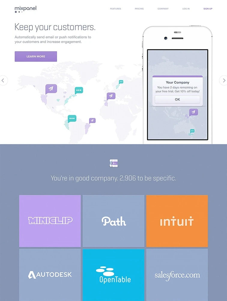 Mixpanel website design - Lapa Ninja