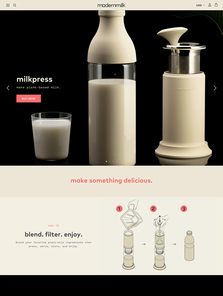 ModernMilk website design - Lapa Ninja
