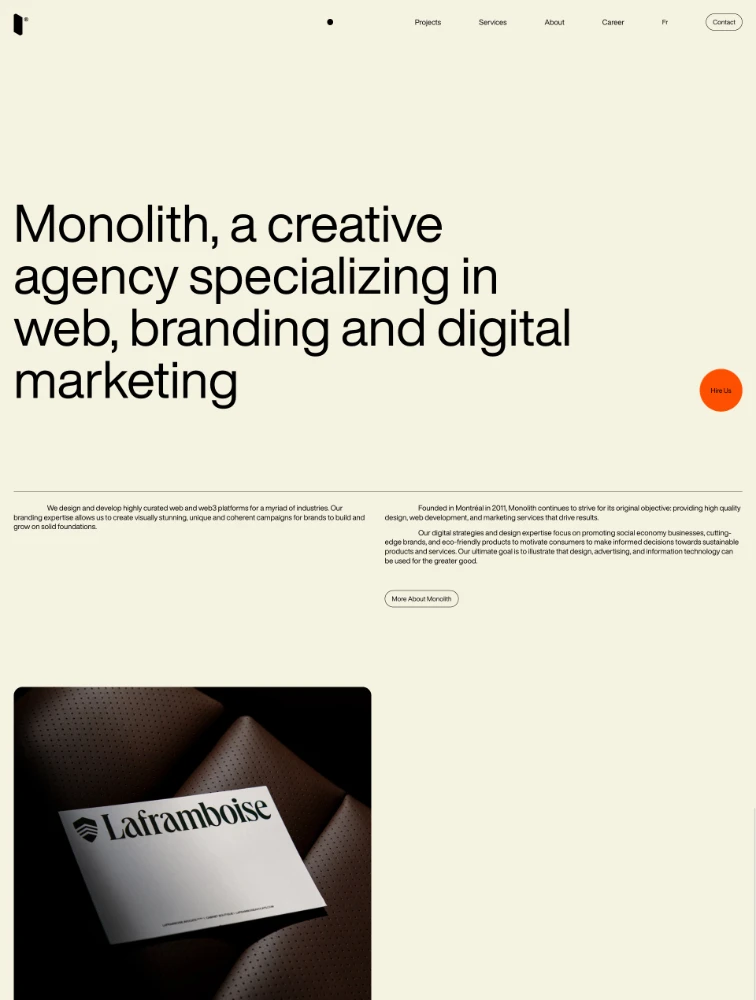 Monolith Agency website design - Lapa Ninja