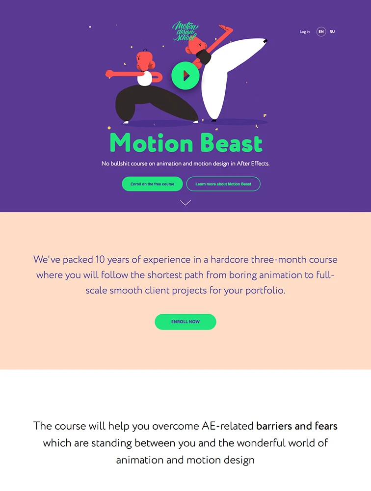 Motion Design School website design - Lapa Ninja