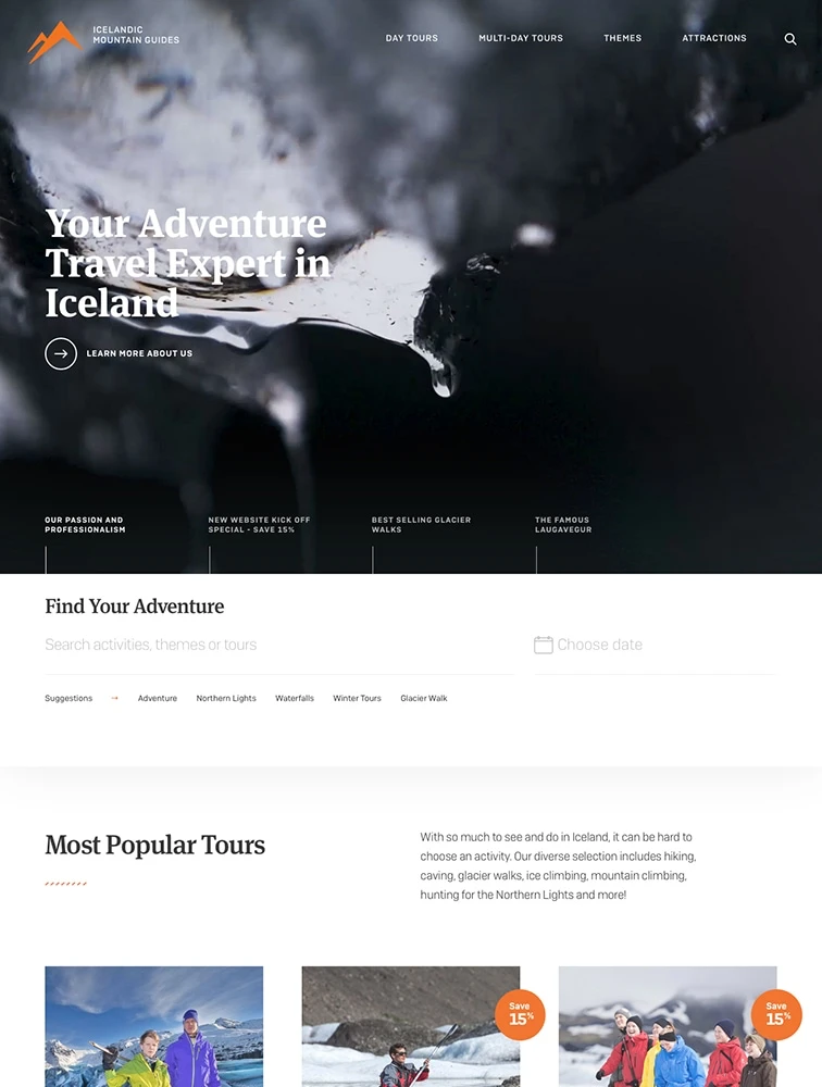 Icelandic Mountain Guides website design - Lapa Ninja