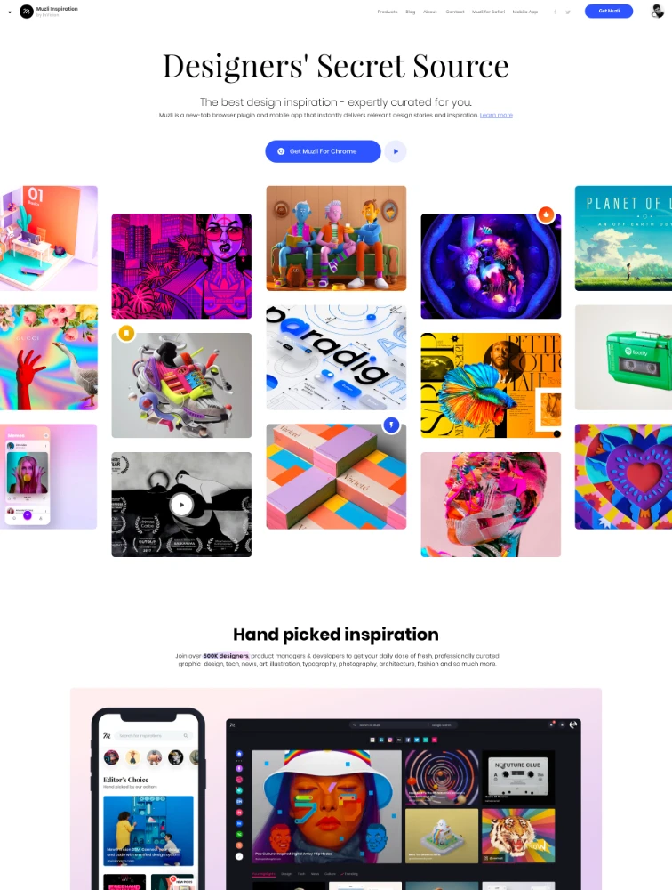 Muzli Design Inspiration website design - Lapa Ninja