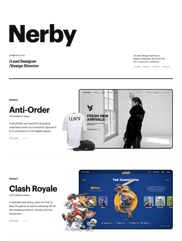 Fred Nerby website design - Lapa Ninja