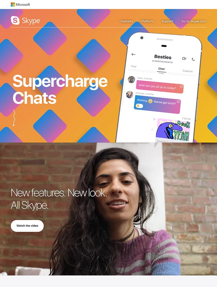 New Skype website design - Lapa Ninja