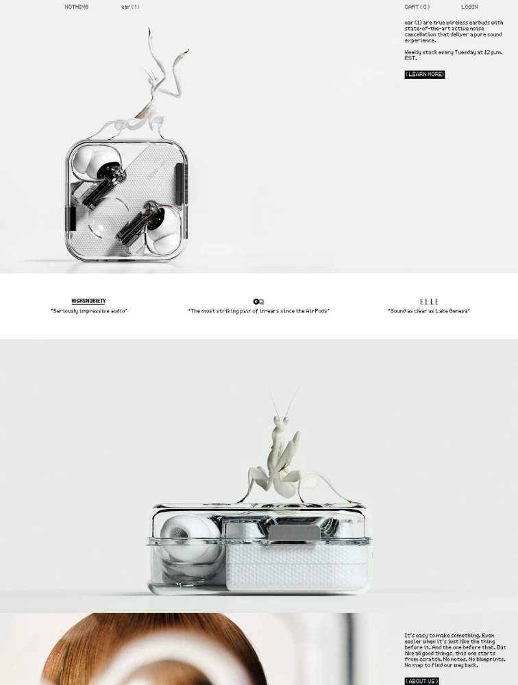 Nothing website design - Lapa Ninja