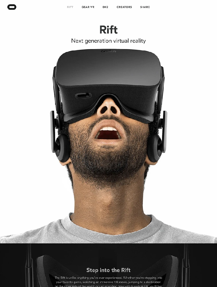 Oculus Rift website design - Lapa Ninja