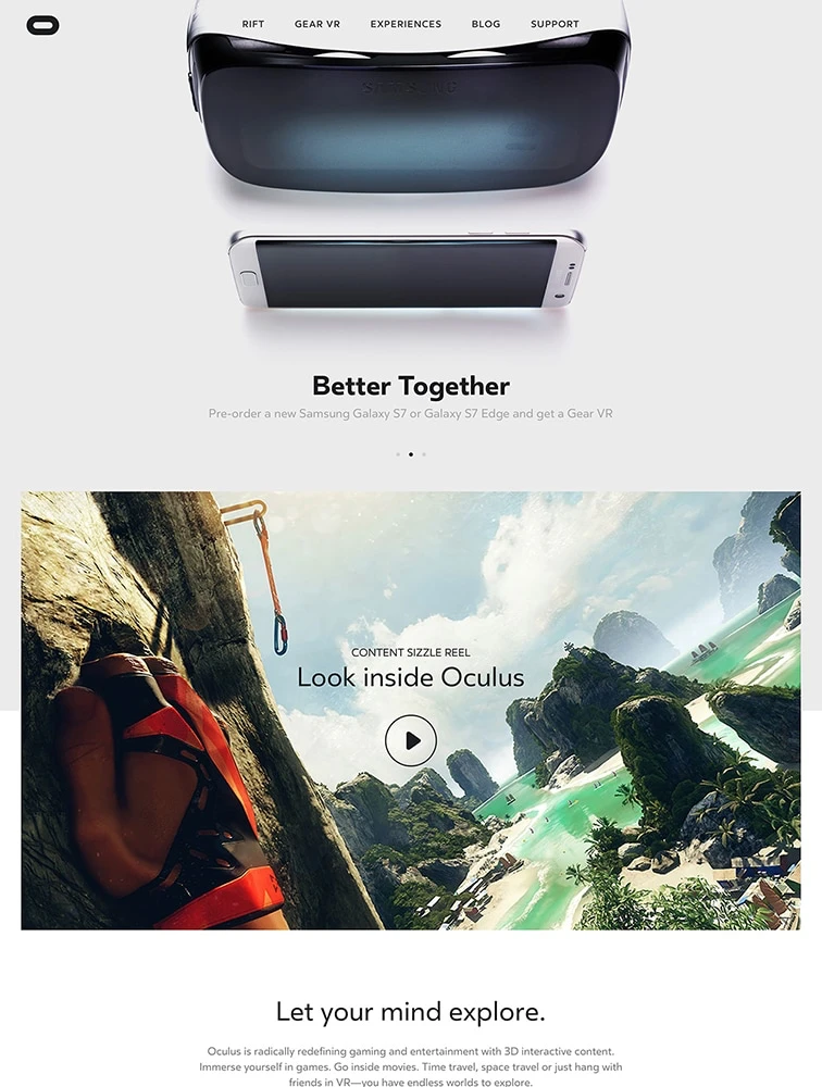 Oculus website design - Lapa Ninja