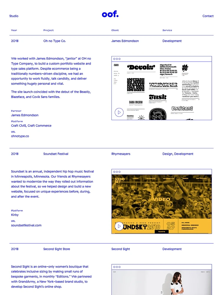 oof. Studio website design - Lapa Ninja