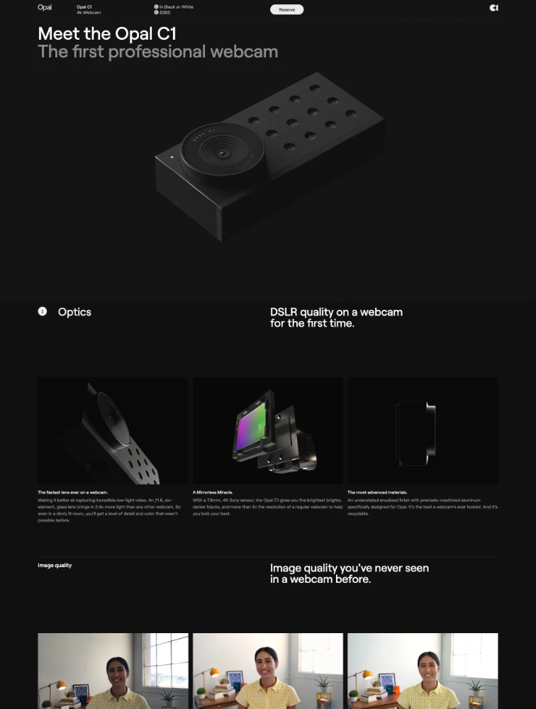 Opal Camera website design - Lapa Ninja